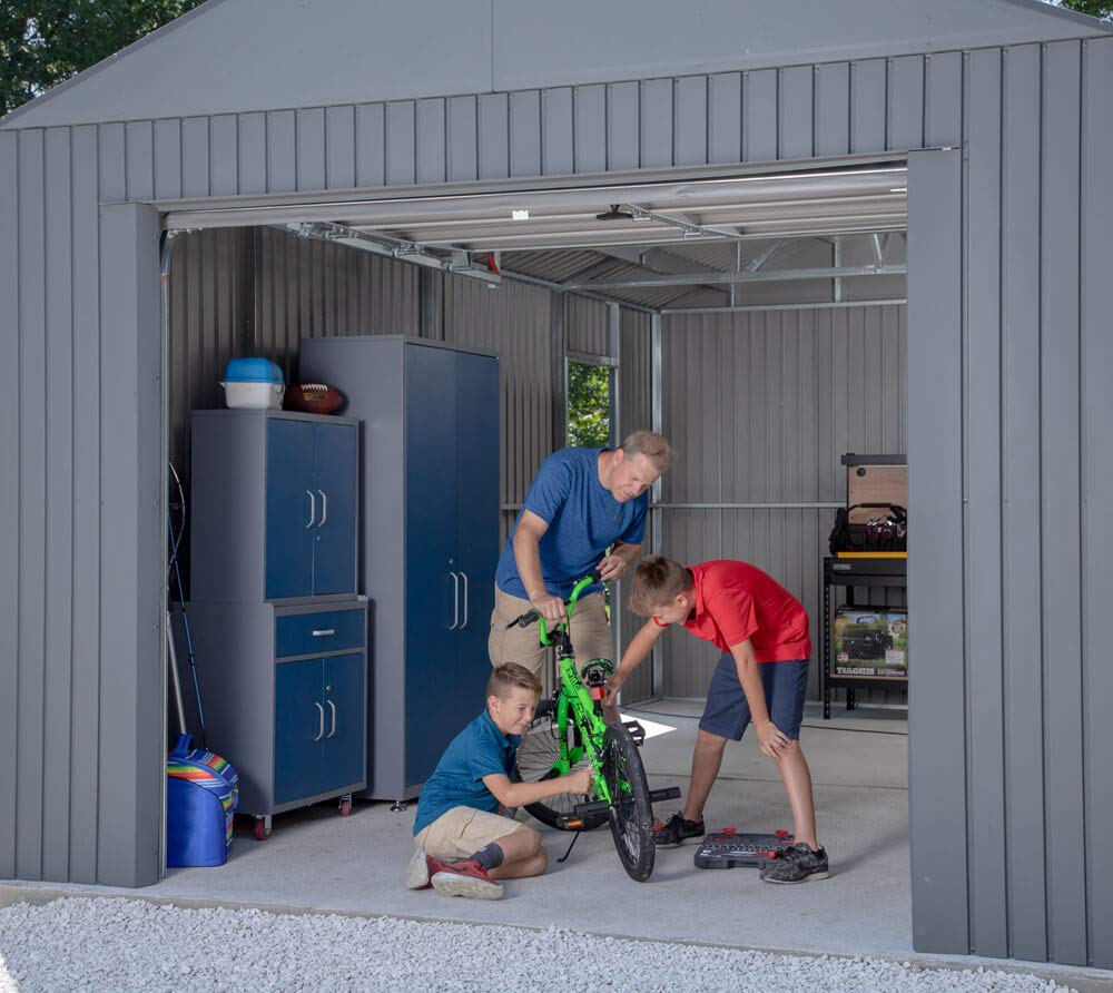 Sojag 12' x 30' Everest Galvalume Steel with Extra Tall Walls Garage Storage Building, Charcoal