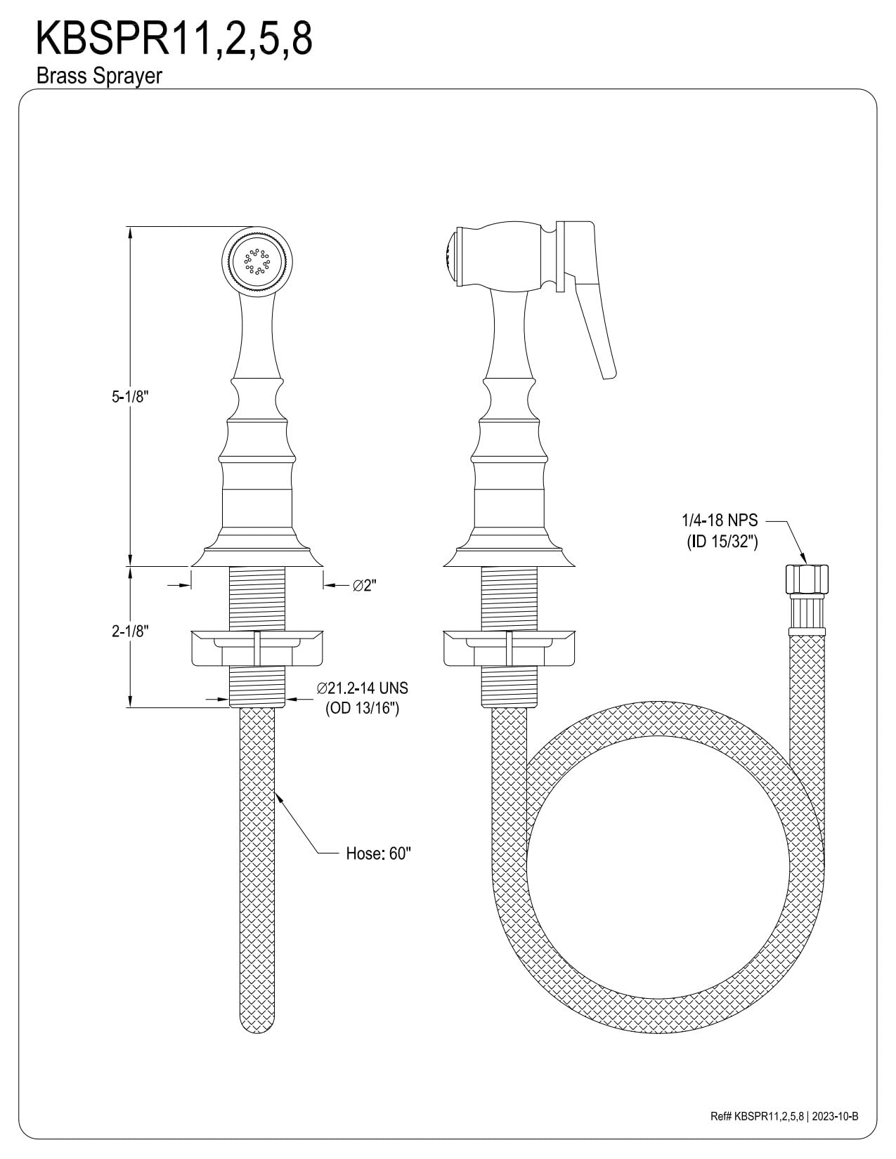 Kingston Brass KBSPR15 Made to Match Kitchen Faucet Side Sprayer, Oil Rubbed Bronze