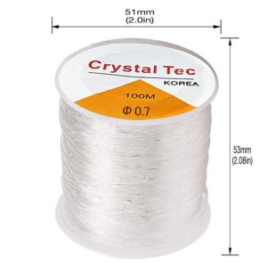 BingBing 2 Packs 0.7mm Elastic String, Jewelry Cord, Bracelet Rope Crystal Beading Cords, Transparent Beaded Line, Can Easily Pass Through Jewelry, Suitable for DIY Making (2Pack 0.7mm-White)