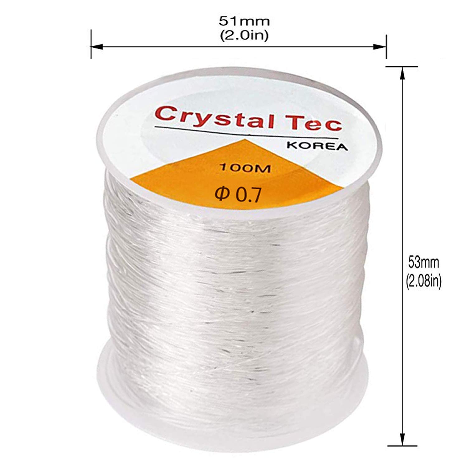 BingBing 2 Packs 0.7mm Elastic String, Jewelry Cord, Bracelet Rope Crystal Beading Cords, Transparent Beaded Line, Can Easily Pass Through Jewelry, Suitable for DIY Making (2Pack 0.7mm-White)