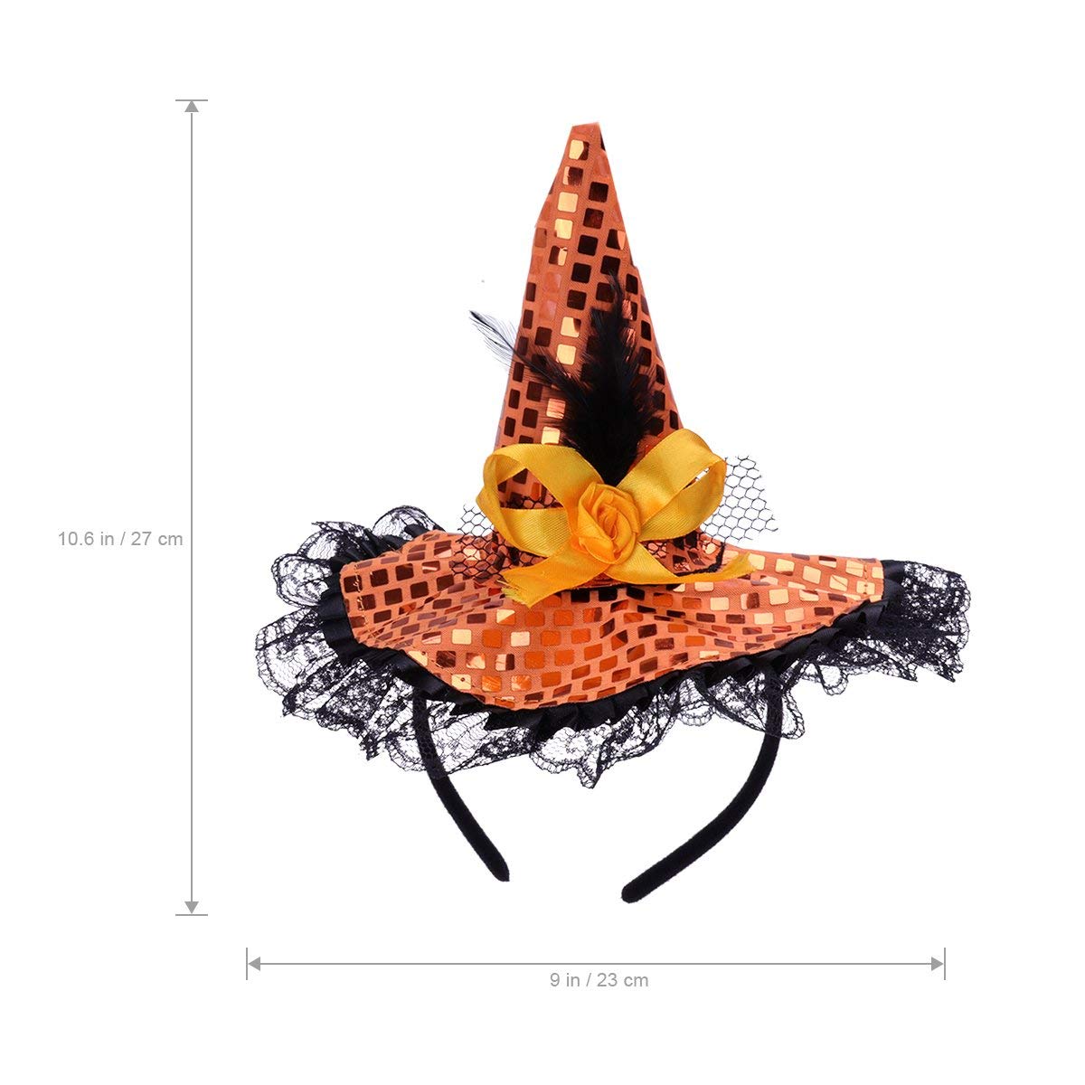 BinaryABC Halloween Witch Hat Headband for Halloween Costume Dress up Party Supplies(Bow Random Color) Orange