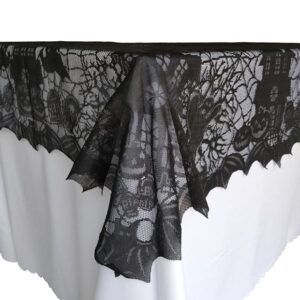 Joysail Halloween Tablecloth - Gothic Black Lace Spider Web Table Cover for Halloween Masquerade, Dinner Party, Scary Movie Nights Table Decorations - 54x72 Inches