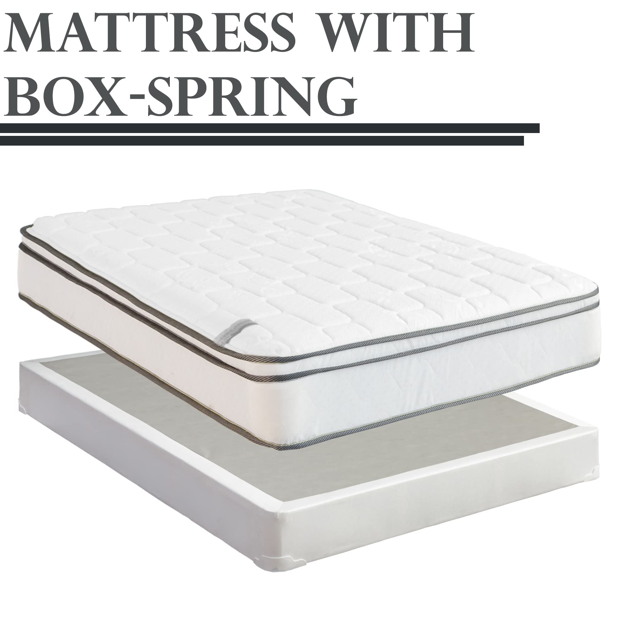 Nutan 10-Inch " Eurotop Innerspring Mattress And 4-Inch Wood Boxspring/Foundation Set Full