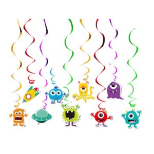 amosfun 18pcs useful cartoon monster creative colorful cute spiral pendants ceiling swirl party supplies spiral streamers for festival decorations birthday party