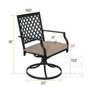 PHI VILLA Patio Swivel Chairs Set of 2 Outdoor Dining Rocker Chair Support 300 lbs for Garden Backyard Bistro Furniture Set with Cushion