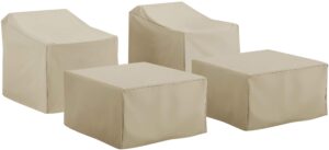 crosley furniture patio furniture covers, waterproof 4-piece cover set for outdoor chairs and ottomans, tan