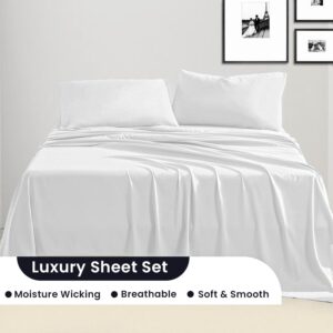 SGI bedding 600 Thread Count 4 Piece 100% Egyptian Cotton Full Size Sheets Set, 15" Deep Pocket Sheet Set, Premium, Breathable, Soft and Hotel-Quality Luxury Sheets - White