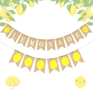 laventy burlap lemonade banner for lemonade stand decorations lemonade sign lemon party decor, lemon garland summer lemon themed bridal shower