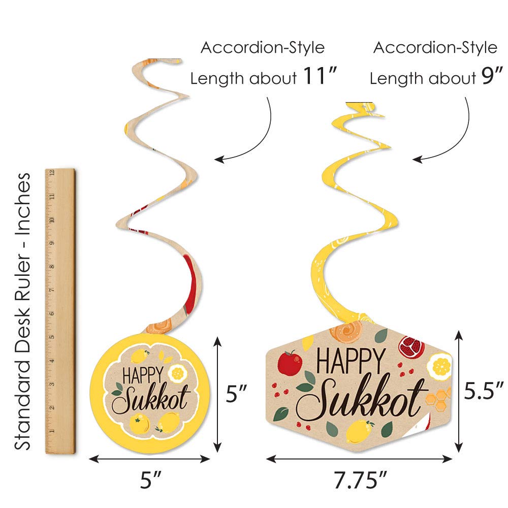 Big Dot of Happiness Sukkot - Sukkah Jewish Holiday Hanging Decor - Party Decoration Swirls - Set of 40