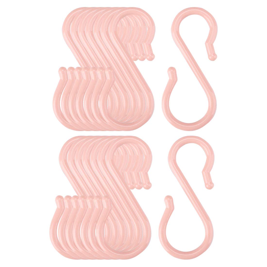 uxcell 16 Pack S Shaped Hooks Plastic Hanger for Kitchen Bathroom Closet Holder Pots and Pans Cups Utensils Coats Towels Hanging Pink