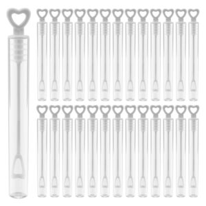 faxco 50 pcs bubble wand, white heart bubble stick tube, wedding bubbles toy, party favors for anniversaries, valentine's day, festival gift(no bubble liquid)