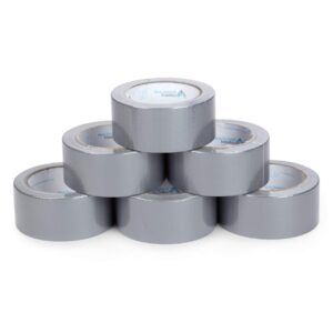 blue summit supplies 6 pack duct tape multi pack, tear by hand design, silver, strong 7mil thickness, commercial grade strength, 30 yard length, 180 total yards value pack