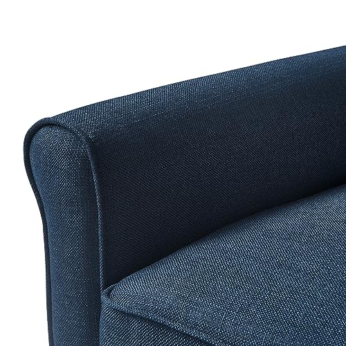 Serta Harmon Reversible Sectional Sofa, Modern L-Shaped Couch for Small Spaces, Soft Fabric Upholstery, Rolled Arm, Blue