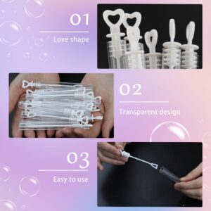 Faxco 50 PCS Bubble Wand, White Heart Bubble Stick Tube, Wedding Bubbles Toy, Party Favors for Anniversaries, Valentine's Day, Festival Gift(No Bubble Liquid)