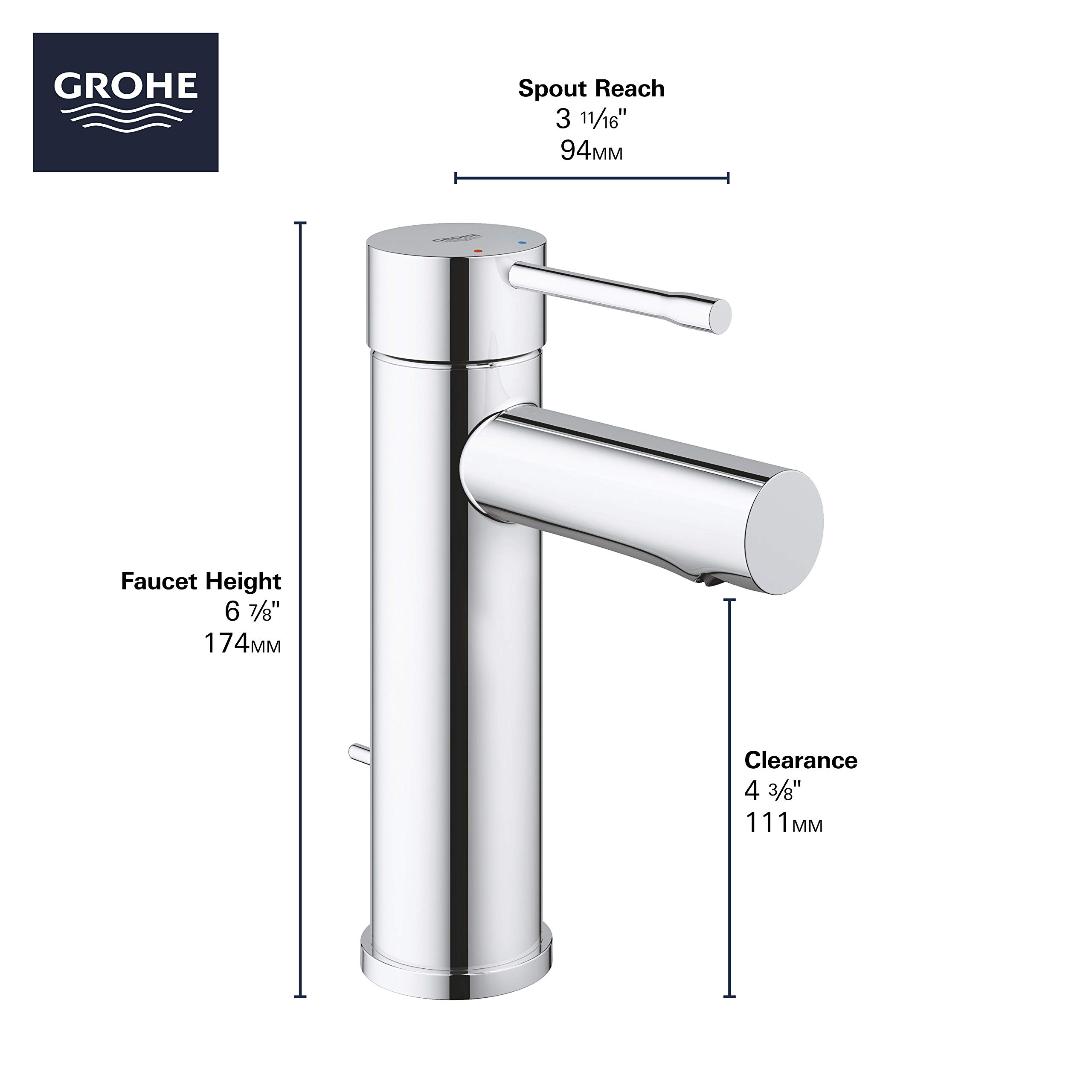 GROHE 32216GNA Essence, Single Hole Single-Handle S-Size Bathroom Faucet 1.2 GPM, Brushed Cool Sunrise (Brushed Gold)