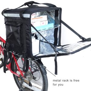 PK-140Z: Huge Heat Insulation Food Delivery Bag for Motorcycle, Big Pizza Delivery Bags for Bicycle/Scooter, 2 Layers, Rigid Frame, Side Loading, 20" x 20" x 20"