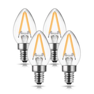 doresshop c7 mini candelabra led bulb, led filament night bulb, christmas light bulbs, 2w (20w equivalent), e12 candelabra base, no dimmable, perfect for holiday, christmas, home decorative, 4pack