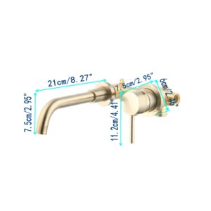 Modern Bathroom Wall Mounted Faucet 360 °Swivel Spout Single Handle Bathtub Faucets for Wall 2 Hole Mount Brushed Golden Tap Brass Leekayer