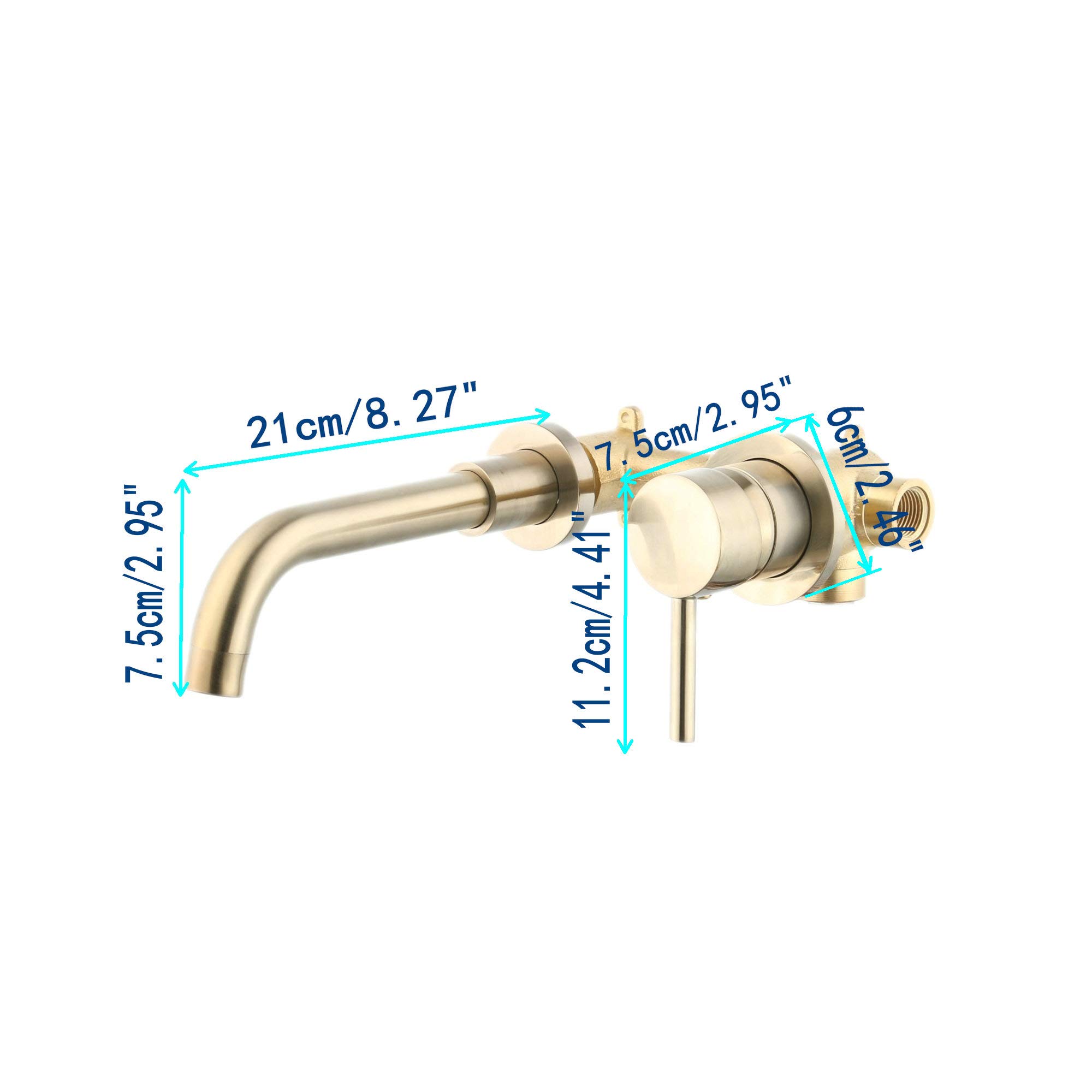 Modern Bathroom Wall Mounted Faucet 360 °Swivel Spout Single Handle Bathtub Faucets for Wall 2 Hole Mount Brushed Golden Tap Brass Leekayer