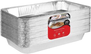 21x13 aluminum pans (20 pack) durable full size deep aluminum foil roasting & steam table pans - deep pan for catering large groups - disposable pans great for cooking, heating, storing, prepping food