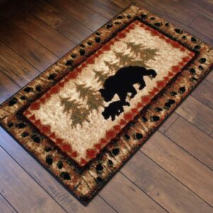 Masada Masada Rugs 2'x3' Cabin/Lodge Theme Area Rug with Bear and Cub Scene