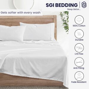 SGI bedding 600 Thread Count 4 Piece 100% Egyptian Cotton Full Size Sheets Set, 15" Deep Pocket Sheet Set, Premium, Breathable, Soft and Hotel-Quality Luxury Sheets - White