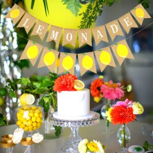 LaVenty Burlap Lemonade Banner for Lemonade Stand Decorations Lemonade Sign Lemon Party Decor, Lemon Garland Summer Lemon Themed Bridal Shower