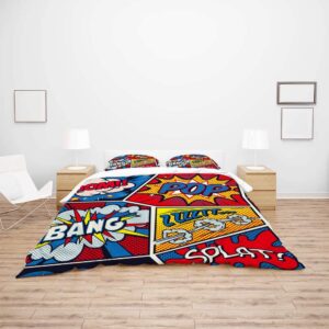 LifeCustomize Colorful Comic Pop Art Duvet Cover Bedding 3 Piece Set Quilt Comforter Cover with Pillowcases Queen Size