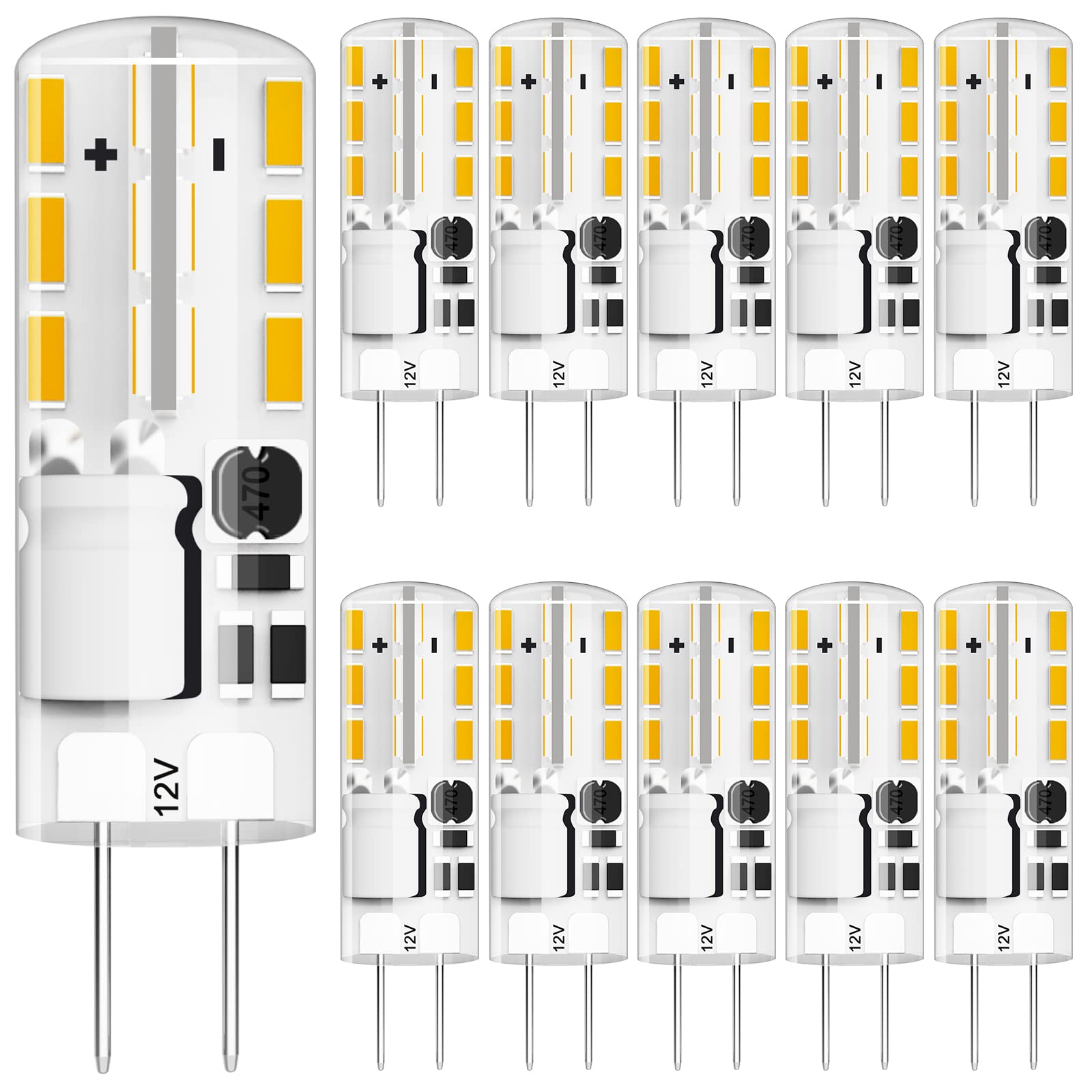 Gaormii G4 LED Bulb JC Type Bi-Pin Base Bulb 1.5W AC/DC 12V 10W T3 Halogen Bulb Replacement for Landscape Lighting, Under Cabinet Puck Light, Chandeliers, Warm White 3000K, 10-Pack