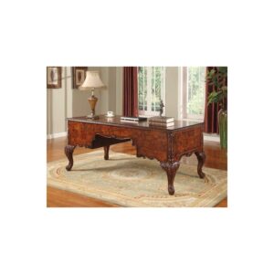 Best Master Furniture Carlisle Executive Traditional Office Desk With Hand Carved Designs, Walnut