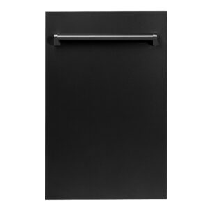 zline 18 in. compact top control dishwasher in black matte 120-volt with stainless steel tub and traditional style handle