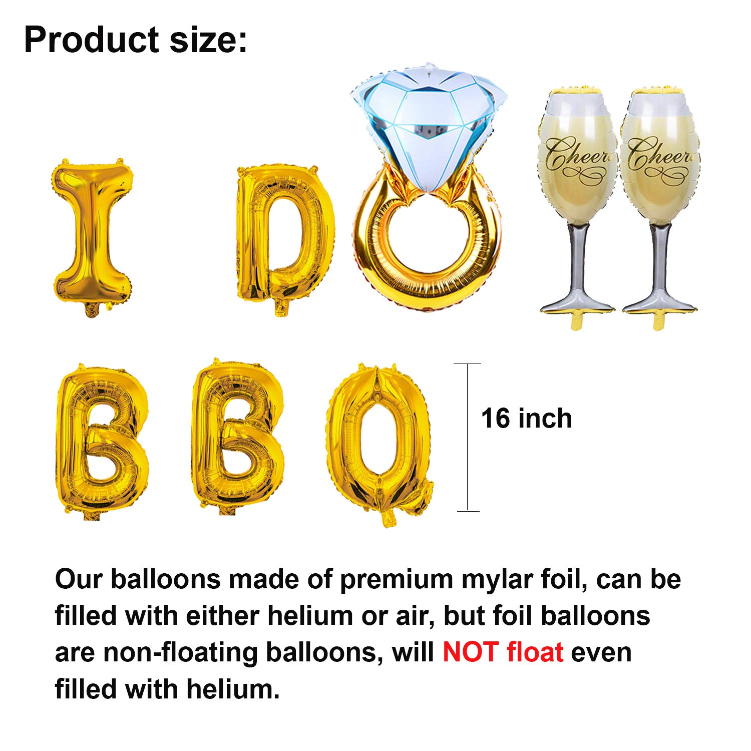 Bridal Shower Decorations - I Do BBQ Foil Balloons Wedding Shower Engagement Party Decoration（16 inch）