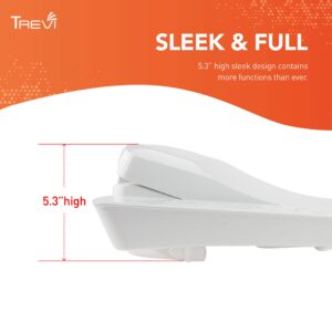 TREVI Bidet Toilet Seat, Elongated White Seat Sleek Design, Warm Air Dryer, Rear & Front Wash, Stainless Steel Nozzle, Nozzle Self-Cleaning, Nozzle Oscillation and Pulse, Korea Made AB210