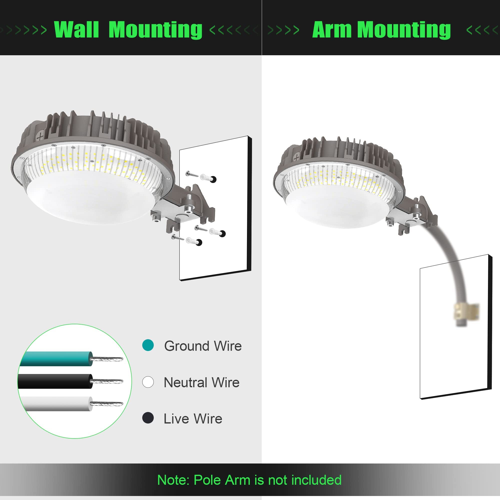 NUOGUAN LED Barn Lights 100W, Dusk to Dawn LED Outdoor Lighting, LED Security Area Lights with Photocell, 12000LM 5000K Daylight IP65 Waterproof ETL Listed 100-277VAC Wall Mount Porch Lights