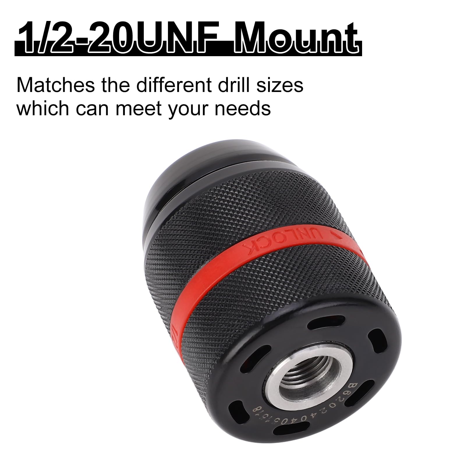 YWBL-WH Multi Keyless Chuck, Keyless Hand Drill Chuck 1/2-20UNF Mount 1~13mm Self-tighten Drill Chuck for Multiple Purposes