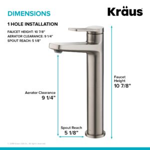 KRAUS Indy Single Handle Vessel Bathroom Faucet in Spot Free Stainless Steel, KVF-1400SFS