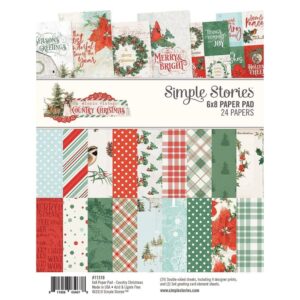 simple stories double-sided paper pad 6"x8" 24/pkg-country christmas, 8 designs/3 each