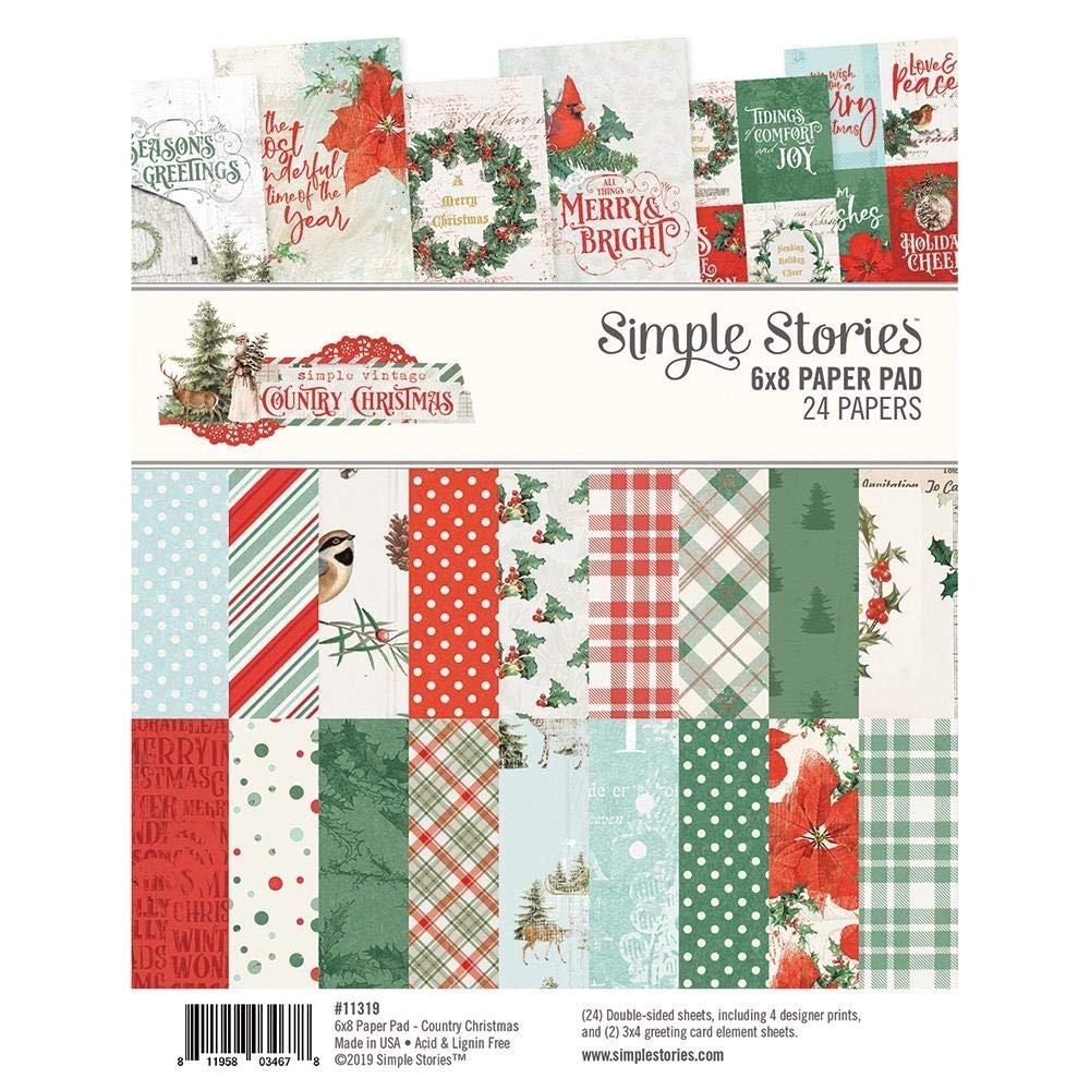 Simple Stories Double-Sided Paper Pad 6"X8" 24/Pkg-Country Christmas, 8 Designs/3 Each