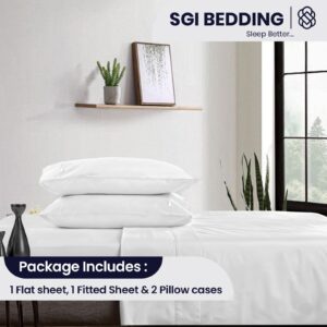 SGI bedding 600 Thread Count 4 Piece 100% Egyptian Cotton Full Size Sheets Set, 15" Deep Pocket Sheet Set, Premium, Breathable, Soft and Hotel-Quality Luxury Sheets - White