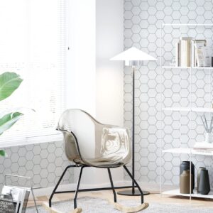 Fiula White Hexagon Wallpaper Peel and Stick Wallpaper Grey and White Wallpaper Removable Wallpaper White Trellis Wallpaper Vinyl Wallpaper 17.3”×78.7”