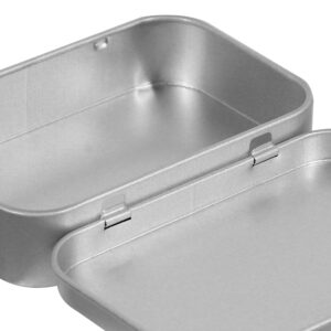 KINJOEK 42 PCS Metal Rectangular Empty Hinged Tins, 3.7 x 2.4 x 0.8 Inch Portable Sealed Containers Storage Boxes with Lids for Small items, Silver