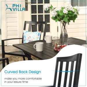 PHI VILLA Wrought Iron Patio Outdoor Dining Chairs, Portable Black Outdoor Patio Chairs Set of 4, Stackable Indoor Outdoor Bistro Deck Metal Chairs for Garden Backyard Lawn, Support 300 lbs