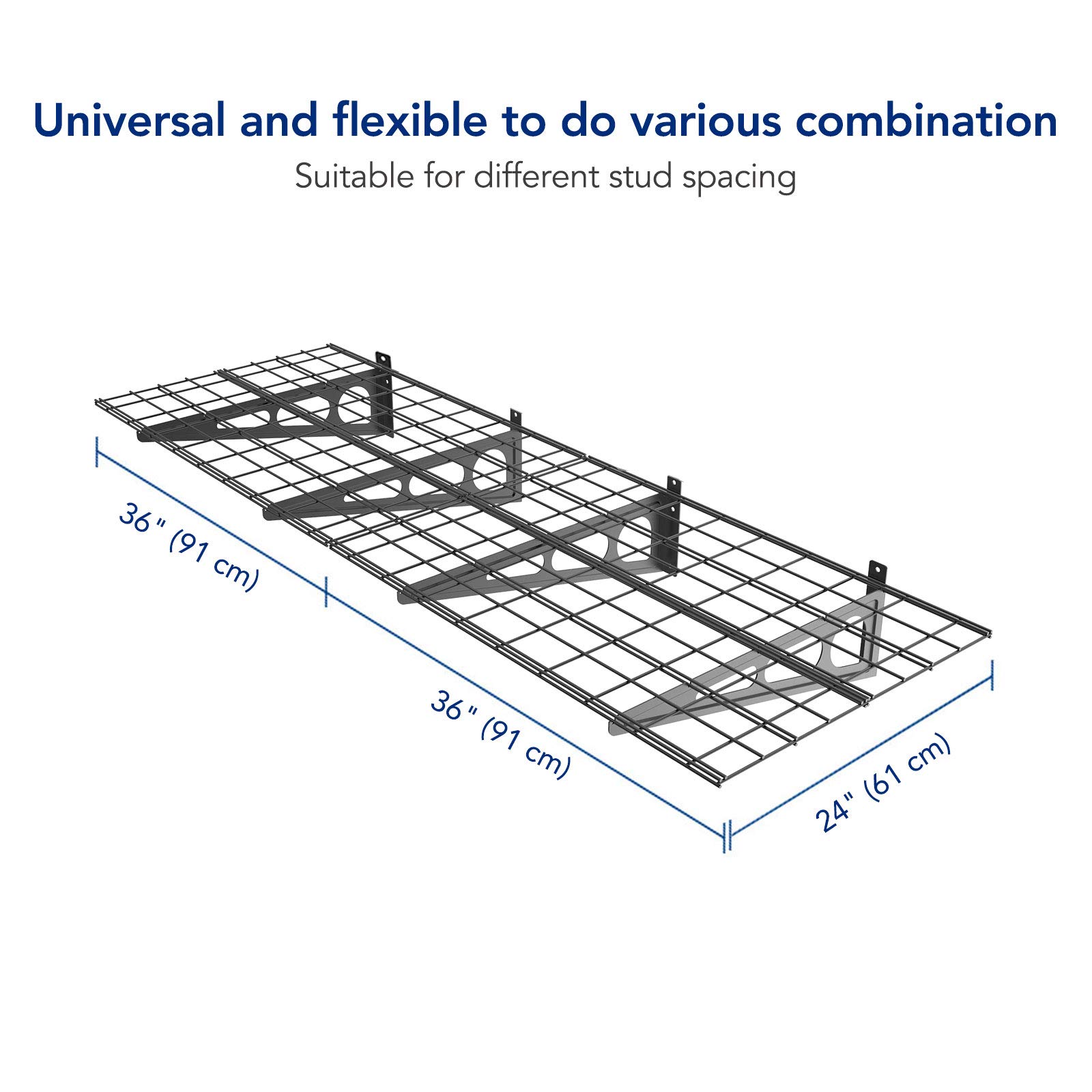 FLEXIMOUNTS 4-Pack 2x6ft 24-inch-by-72-inch Wall Shelf Garage Storage Rack Floating Shelves, Black