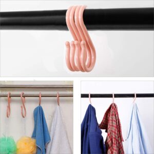 uxcell 16 Pack S Shaped Hooks Plastic Hanger for Kitchen Bathroom Closet Holder Pots and Pans Cups Utensils Coats Towels Hanging Pink