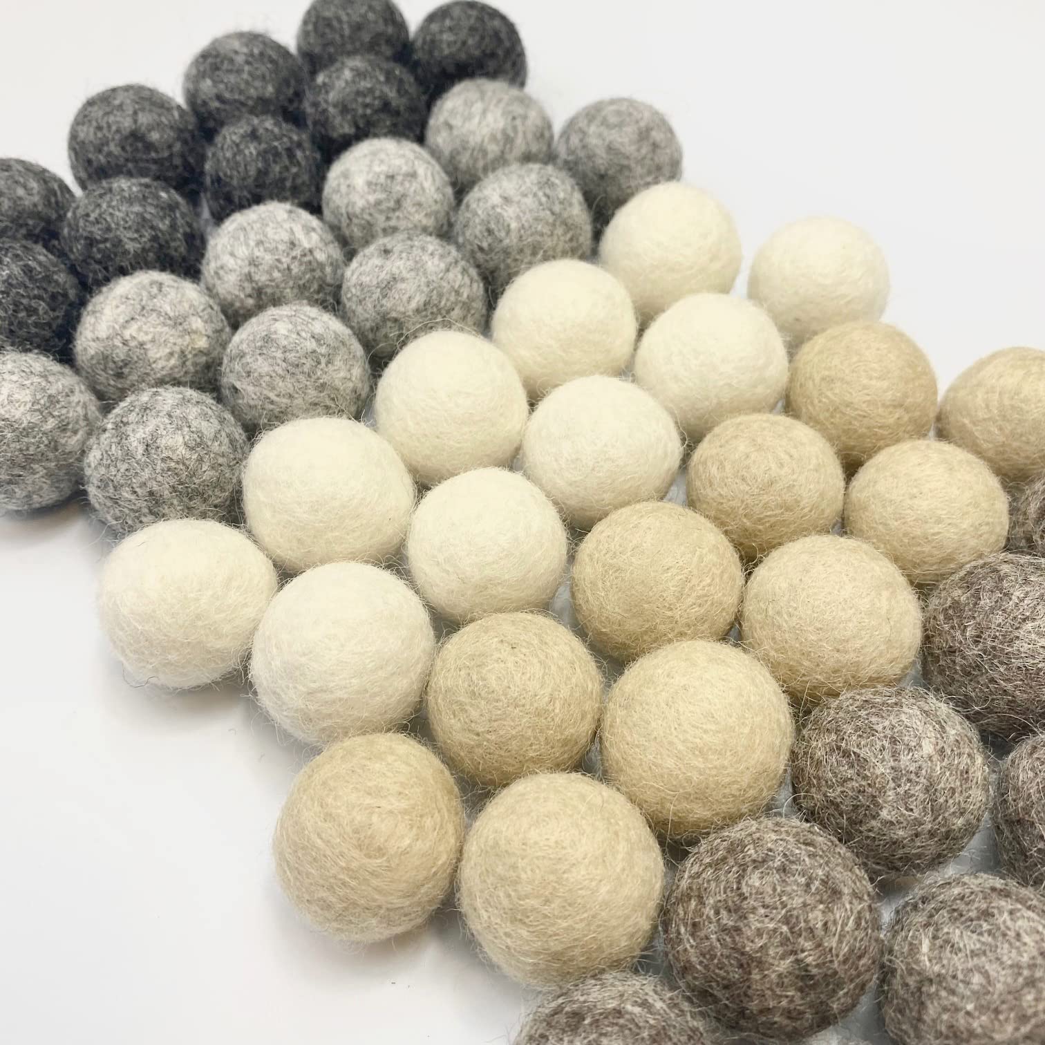 Wildflower by hu hands Weathered Naturals Wool Felt Balls (50) Pom Poms in Neutral Earth Tones for Crafts, Garland, & Decor .8-1 Inch Size | Hand Felted in Nepal 100% NZ Wool | Bag Included