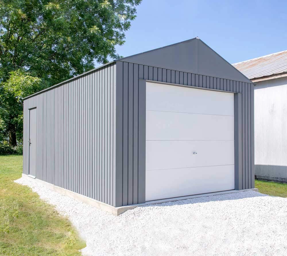 Sojag 12' x 30' Everest Galvalume Steel with Extra Tall Walls Garage Storage Building, Charcoal