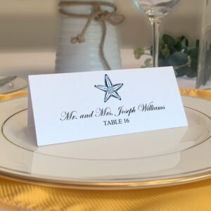 starfish printable place cards, set of 60 (10 sheets), laser & inkjet printers - wedding, party, dinner, and special events - made in the usa