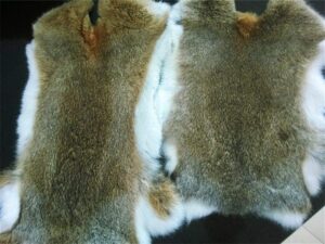 2pcs natural tanned rabbit fur hide (10" by 12" rabbit pelt with sewing quality leather)