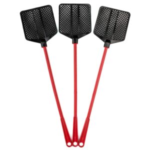 ofxdd rubber fly swatter, long fly swatter pack, fly swatter heavy duty, red color (3 pack)