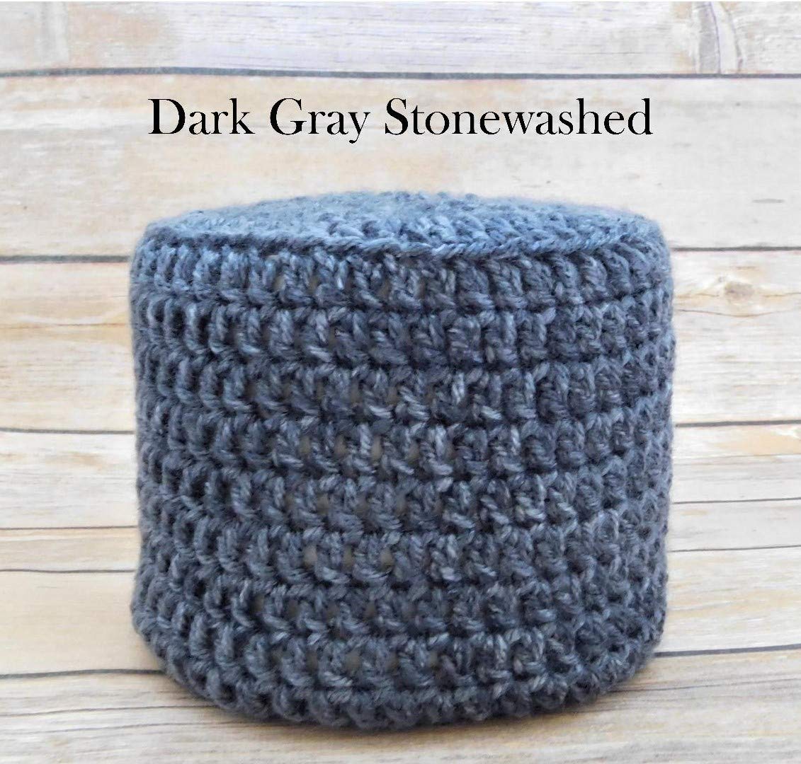 Crochet Toilet Paper Cover, Mega Roll Size - Toilet Paper Cozy - Dark Gray Stonewashed